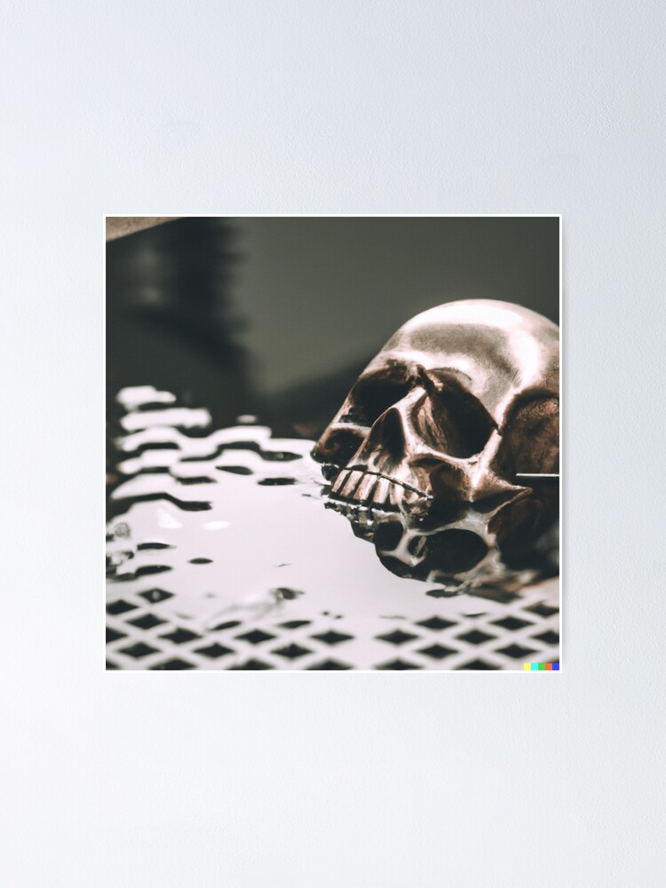 "metal aesthetic of a skull in a pool of water" Poster for Sale by ...