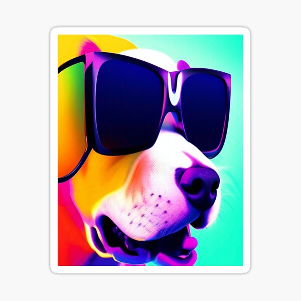 "Colorful popart dog with cool sunglasses" Sticker for Sale by Neo ...