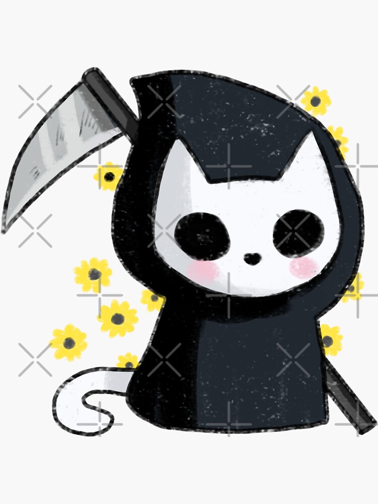"Grim reaper cat with flowers " Sticker for Sale by Mayarart | Redbubble