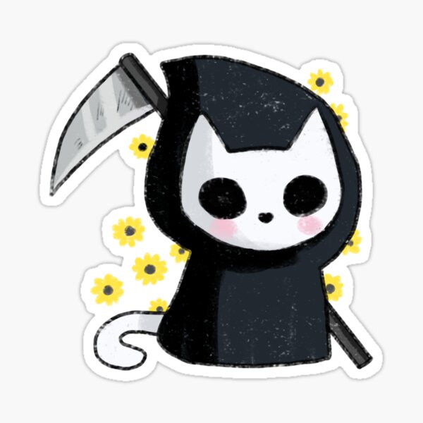 "Grim reaper cat with flowers " Sticker for Sale by Mayarart | Redbubble