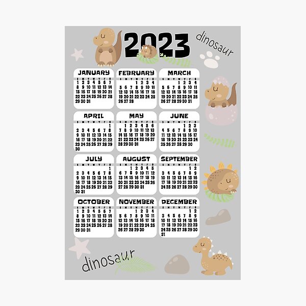 Lámina fotográfica « Lindo calendario de dinosaurios 2023 - Calendario ...