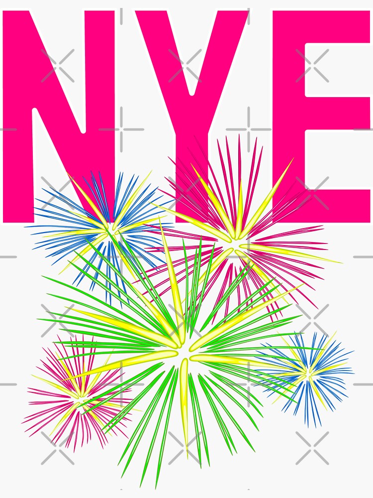 "NYE, Neon Fireworks" Sticker for Sale by feel-good-club | Redbubble