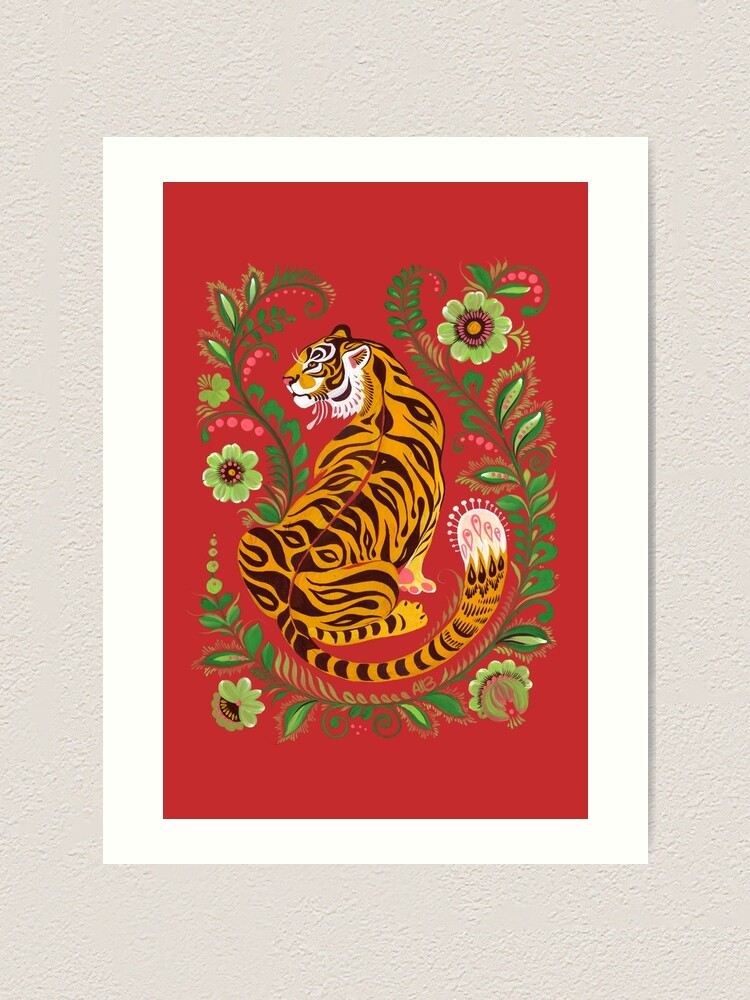 "Tiger Folk Art" Art Print for Sale by annabucciarelli | Redbubble