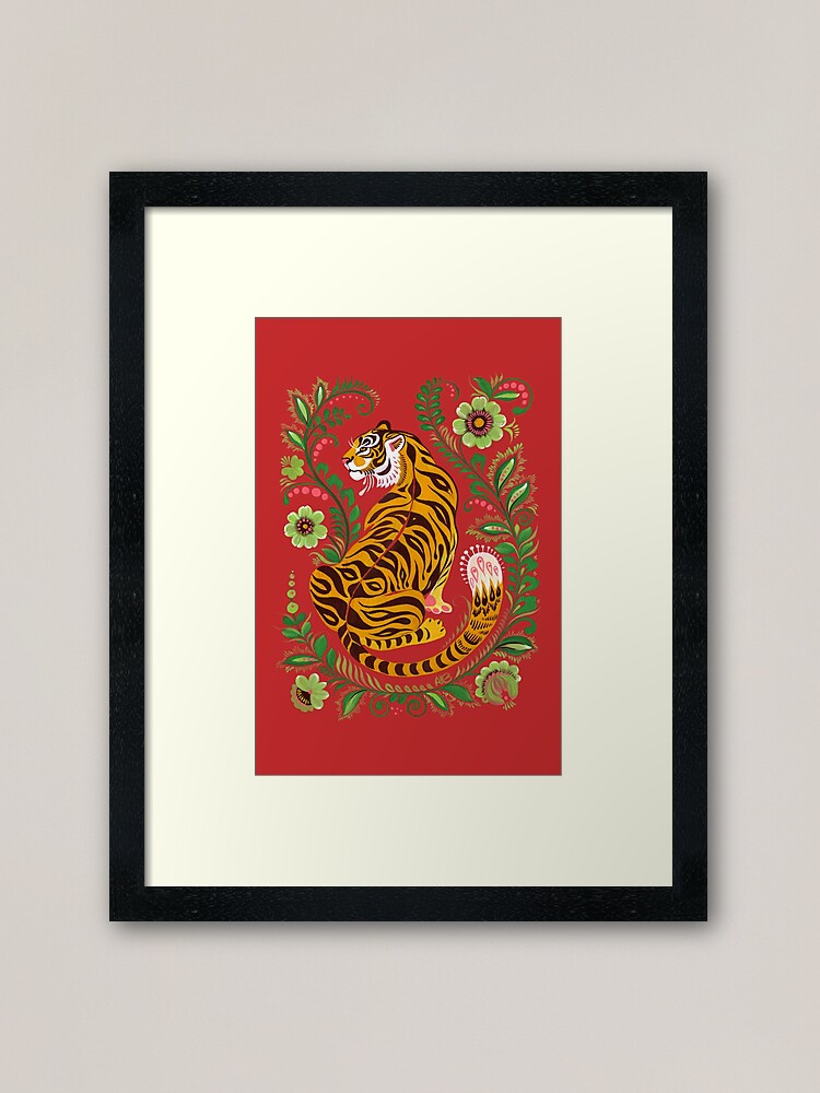 "Tiger Folk Art" Framed Art Print for Sale by annabucciarelli | Redbubble
