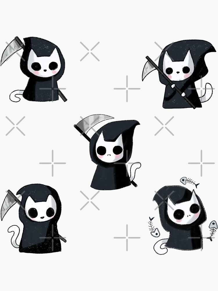 "Grim reaper cats pack" Sticker for Sale by Mayarart | Redbubble