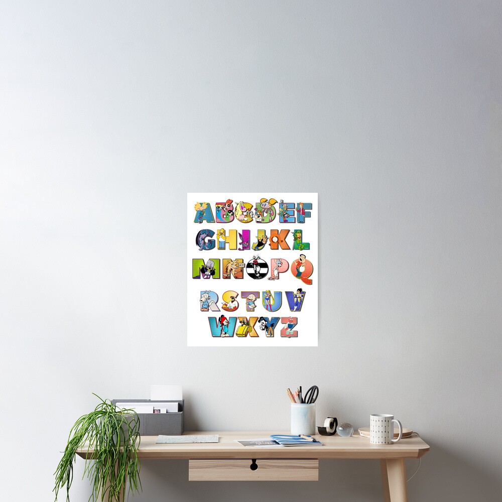 "The Alphabet of 90s Cartoon Typography" Poster for Sale by More-dan ...