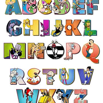"The Alphabet of 90s Cartoon Typography" Poster for Sale by More-dan ...