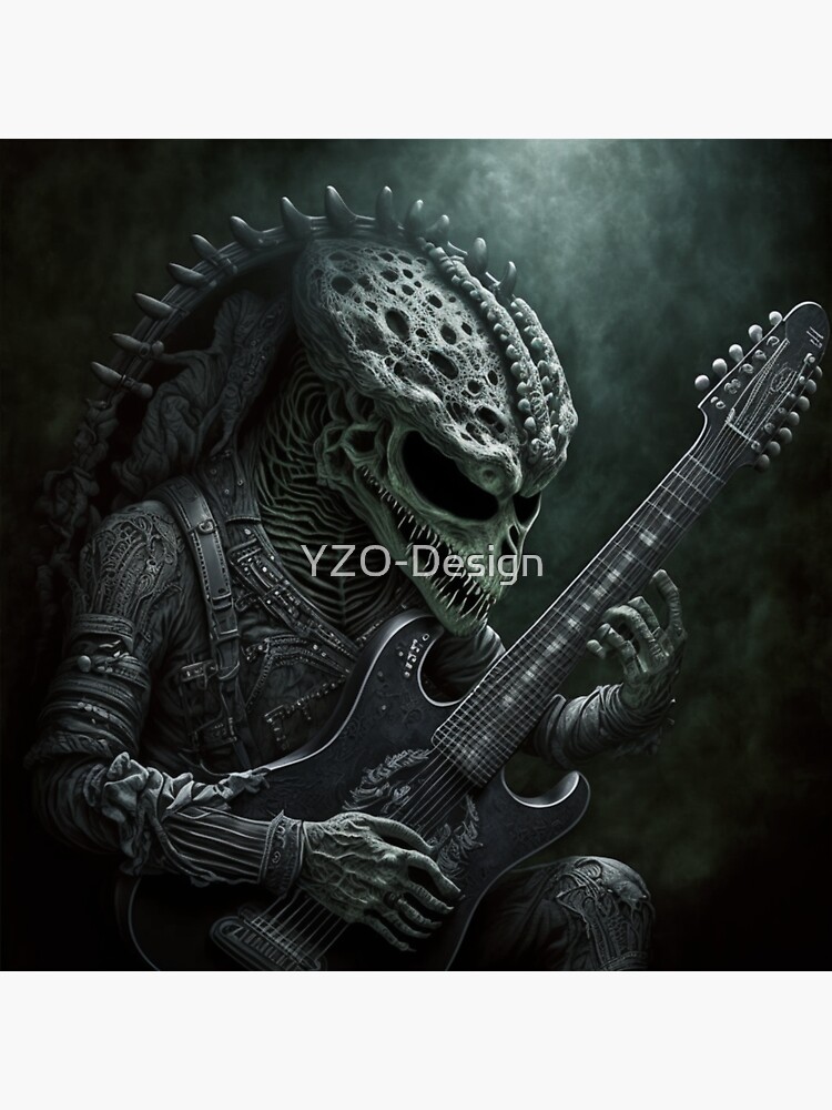 "Alien guitar player, Guitarist UFO, Space Sci-fi art" Sticker for Sale ...