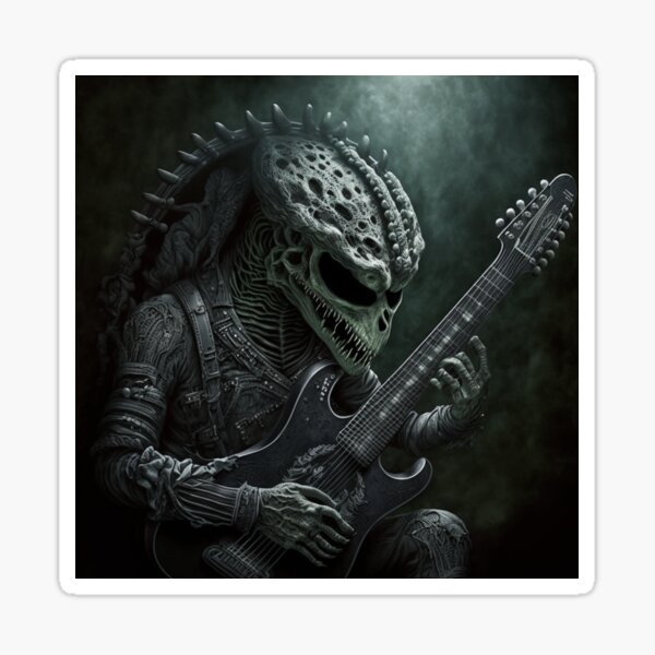 "Alien guitar player, Guitarist UFO, Space Sci-fi art" Sticker for Sale ...