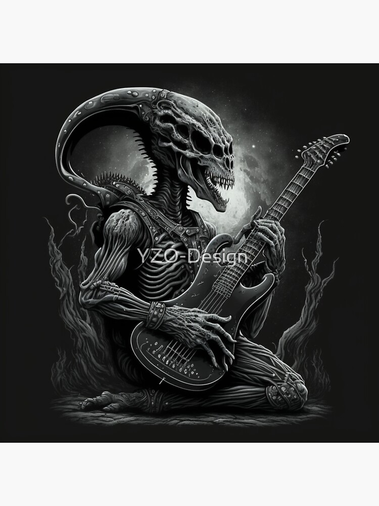 "Alien guitar player, Guitarist UFO, Space Sci-fi art" Sticker for Sale ...