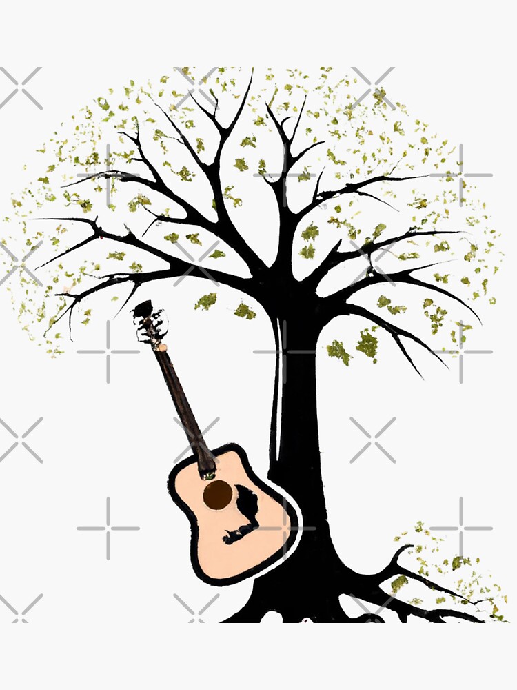 "Acoustic Guitar Tree Of Life Guitar Player Nature Guitarist" Sticker ...
