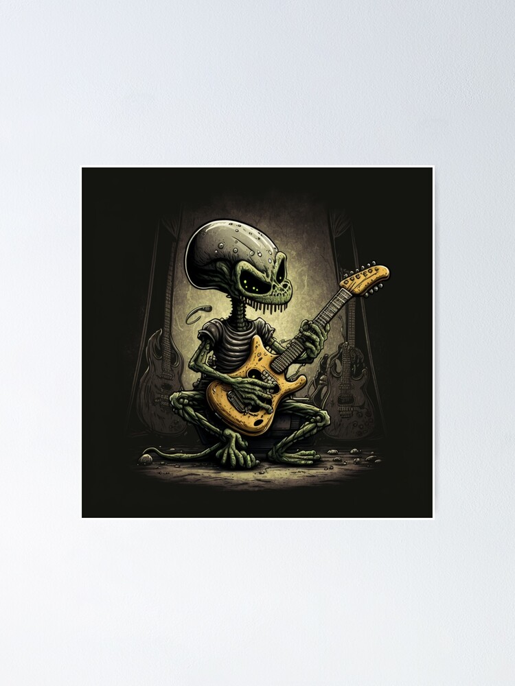 "Alien guitar player, Guitarist UFO, Space Sci-fi art" Poster for Sale ...