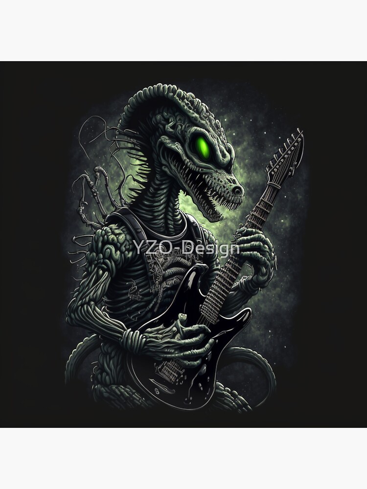 "Alien guitar player, Guitarist UFO, Space Sci-fi art" Sticker for Sale ...