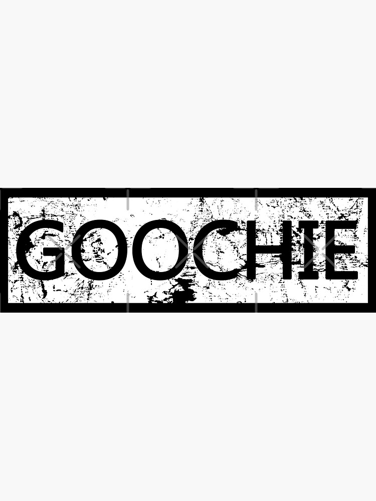 "Fake Goochie Logo in White" Sticker for Sale by Manoroma | Redbubble