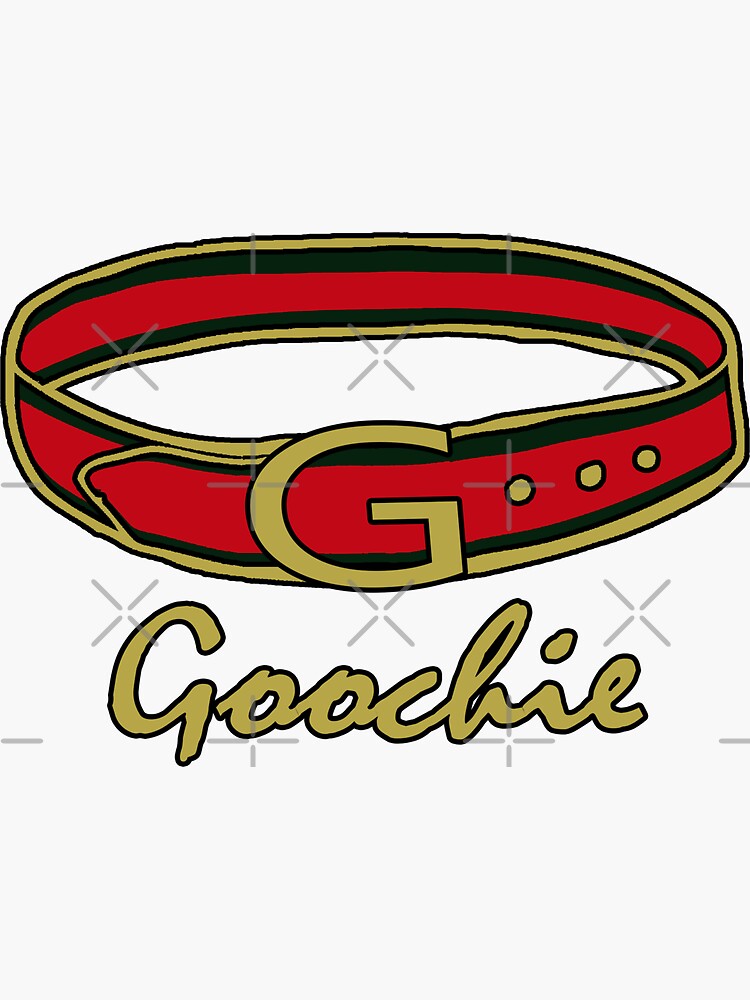 "Fake Goochie Logo with a belt in red and gold" Sticker for Sale by ...