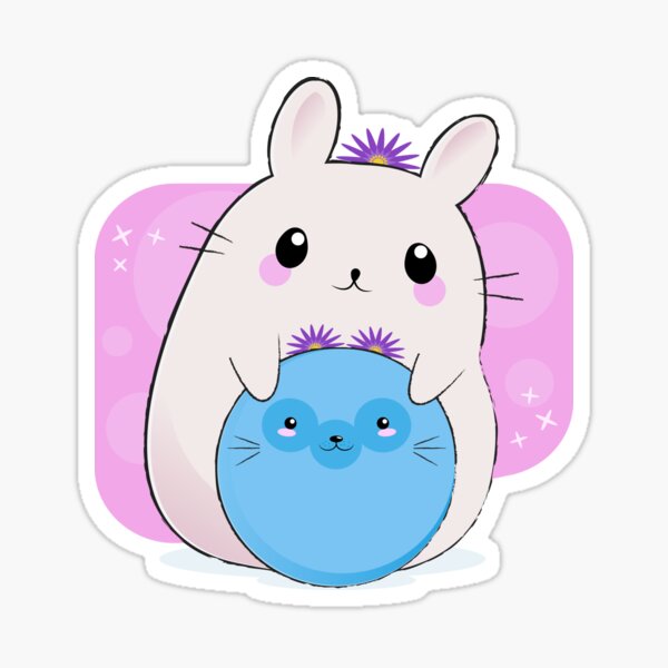 "Cute Bunny and friend" Sticker for Sale by LizzieMaka | Redbubble