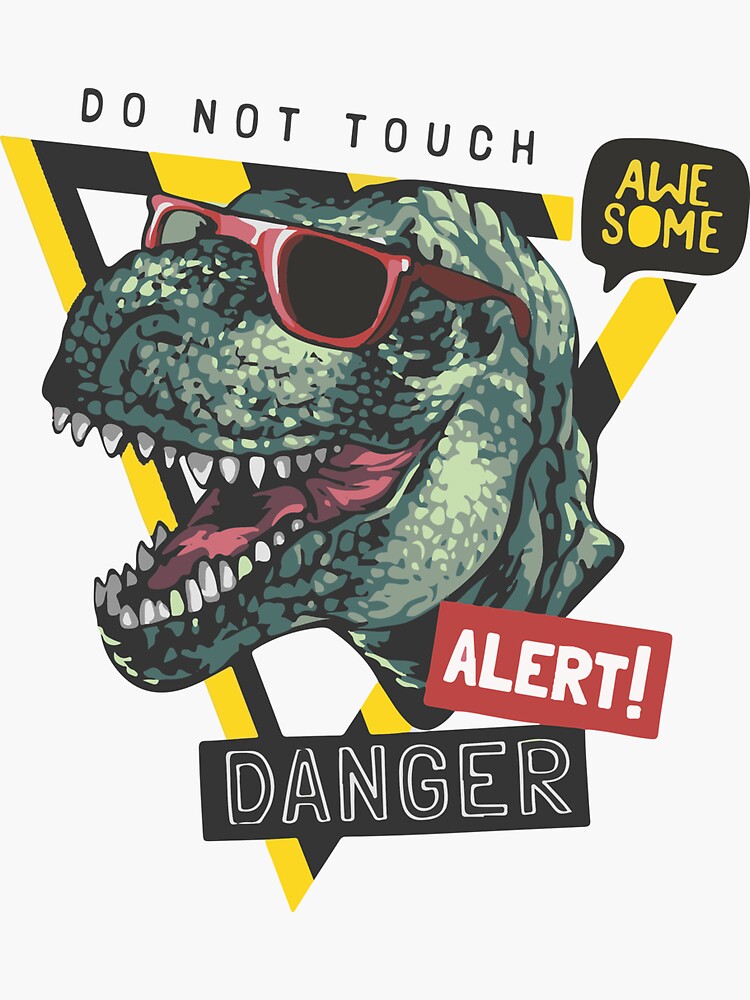 "Danger Alert T-Rex" Sticker for Sale by Egezinti | Redbubble