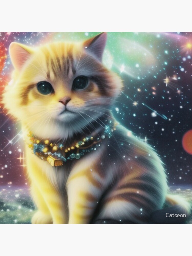"Cute cosmic kitty | Night | Gems" Sticker for Sale by Catseon | Redbubble