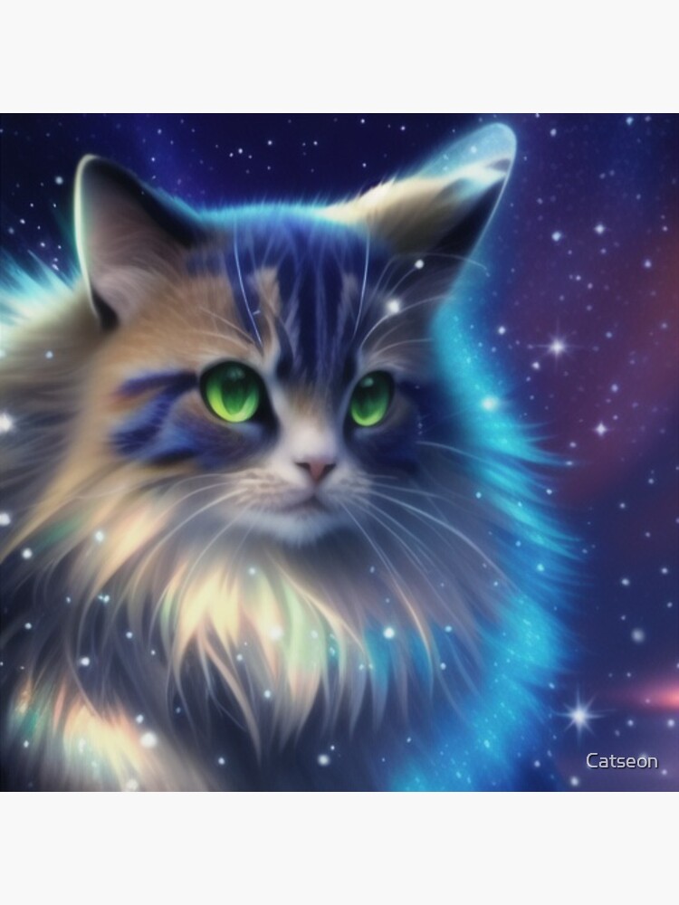 "Cute cosmic kitty | Starry Night" Sticker for Sale by Catseon | Redbubble