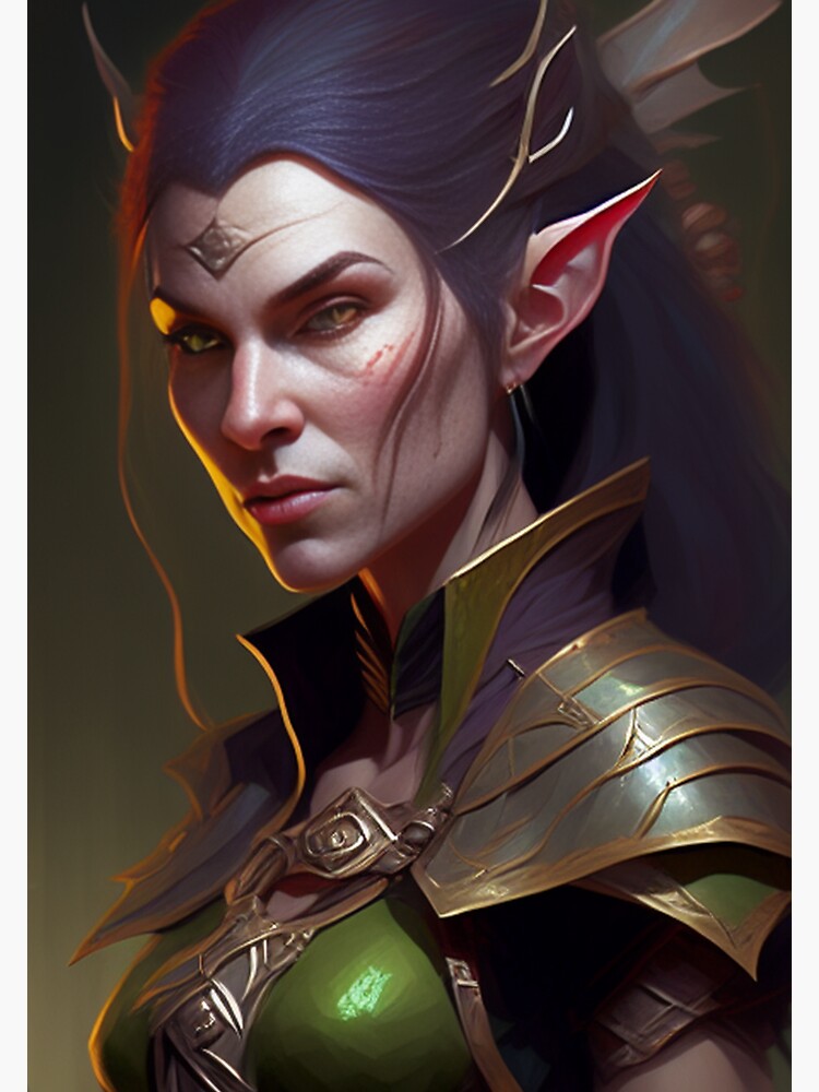 "Dungeons and Dragons Female Elf Warrior Character Art" Sticker for ...