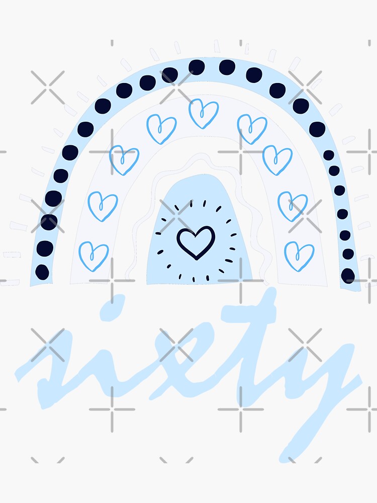 "Sixty Year Old Sixtieth Birthday Cute Fun Doodle Boho Rainbow" Sticker ...