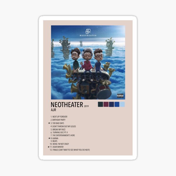 "Neotheater Album Alternate Poster Print AJR Minimalist" Sticker for ...