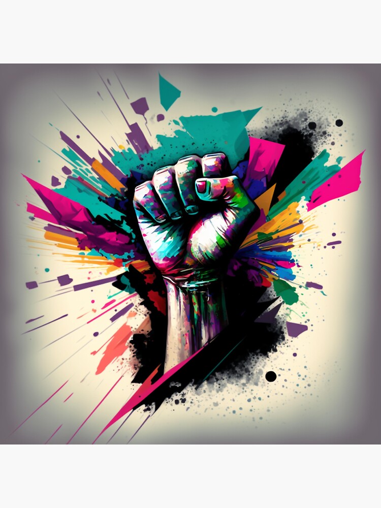 "A Colorful Fist Punching Through and Breaking Through Concrete ...