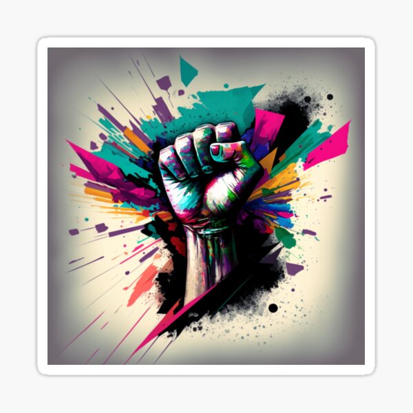 "A Colorful Fist Punching Through and Breaking Through Concrete ...