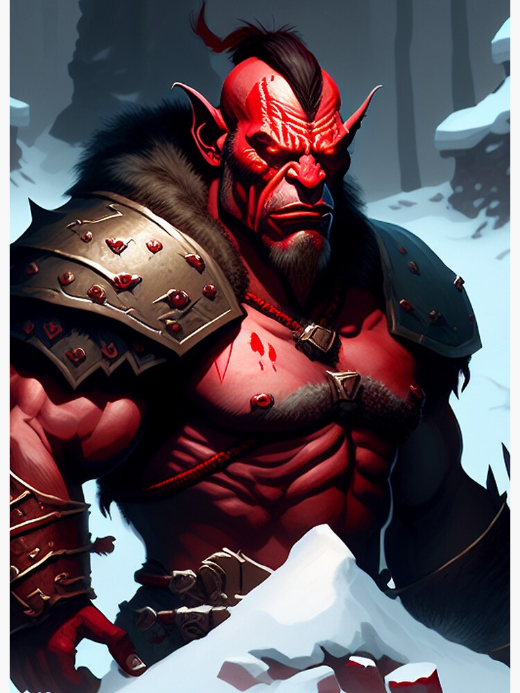 "Dungeons and Dragons Male Red Orc Barbarian Character" Art Board Print ...