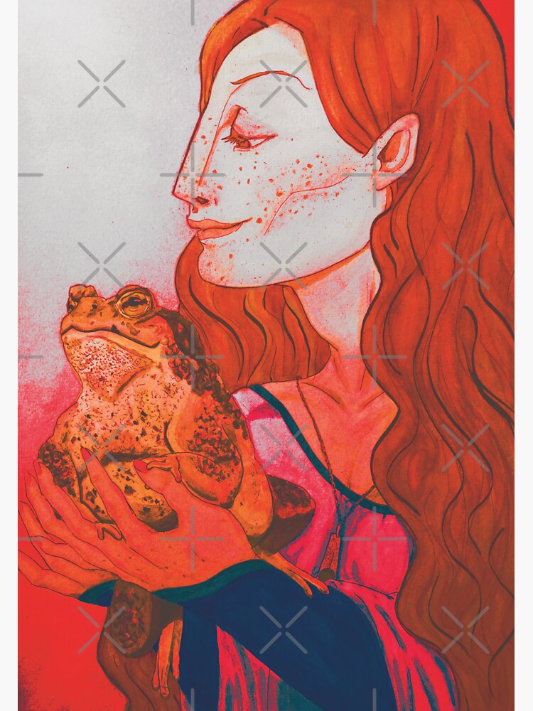 "Blood-Red Portrait of a Lady with her Toad" Sticker for Sale by ...