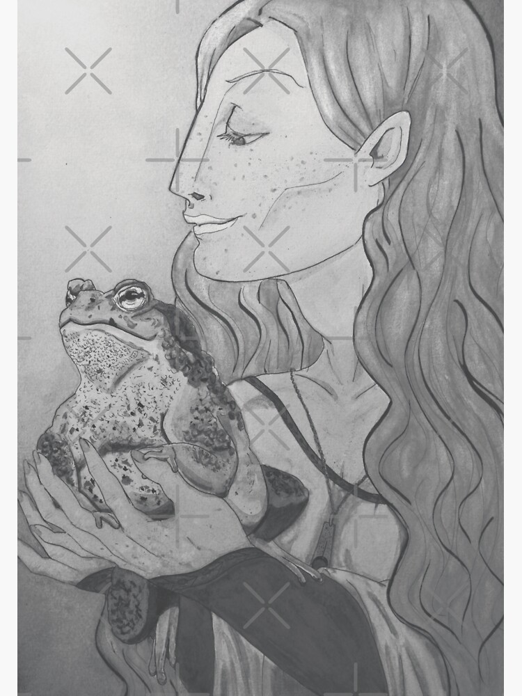 "Greyscale Portrait of a Lady with her Toad" Sticker for Sale by ...