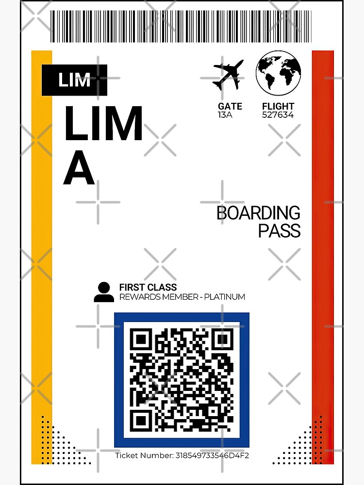 "LIM, Lima, Peru - Flight Boarding Pass Travel Ticket" Poster for Sale ...