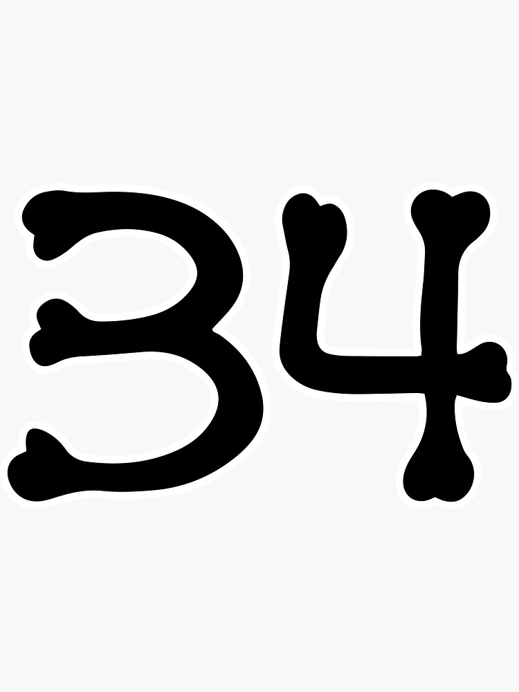 "Bone | Skeleton Number Thirty Four - 34" Sticker for Sale by Number ...
