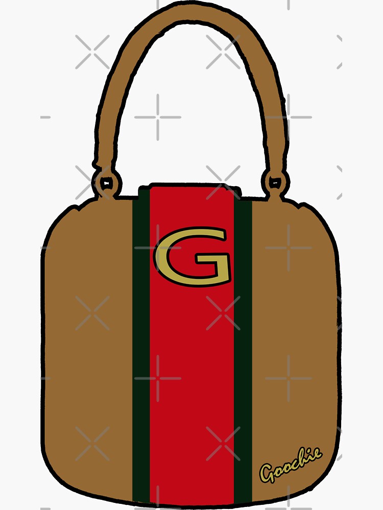 "Fake Goochie meme with a tan leather bag" Sticker for Sale by Manoroma ...
