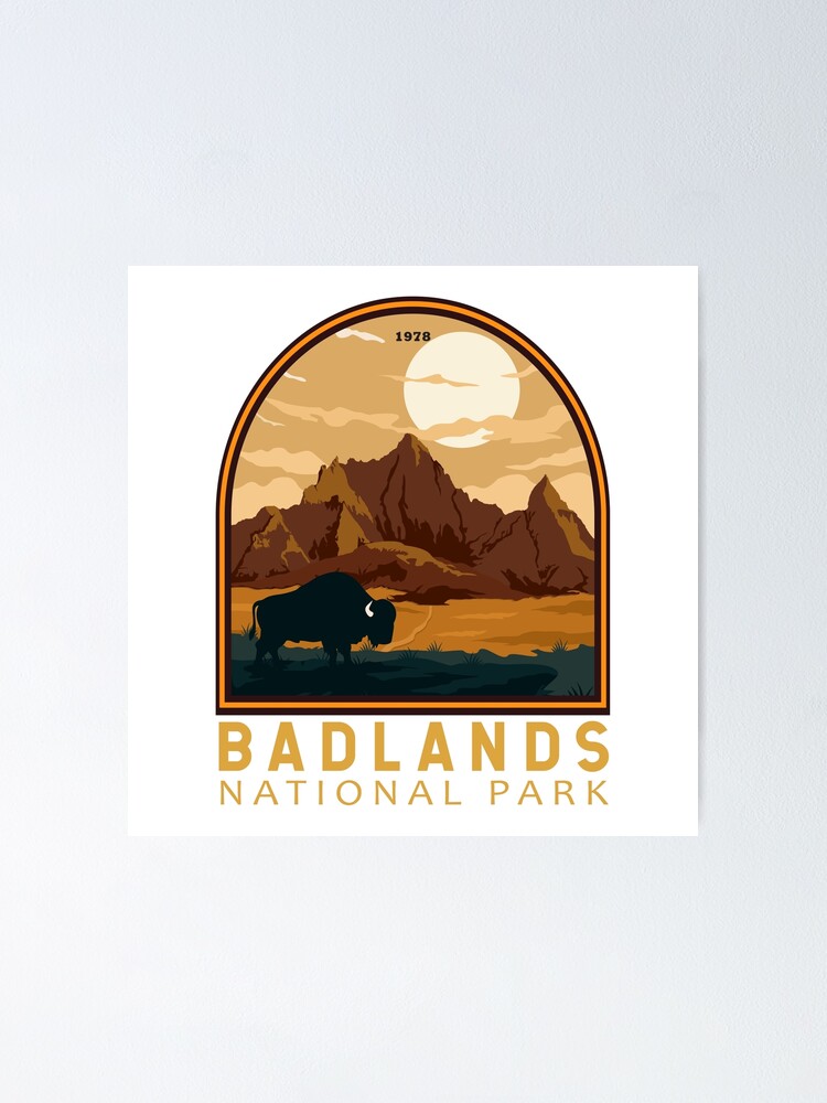 "Badlands National Park Vintage Emblem" Poster for Sale by ...