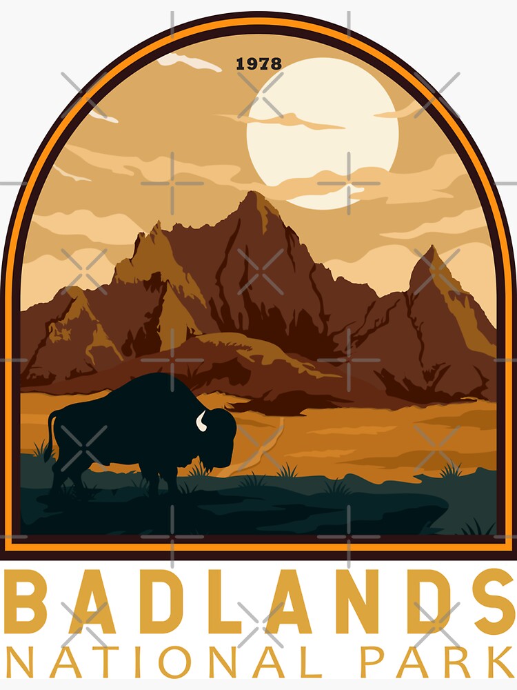 "Badlands National Park Vintage Emblem" Sticker for Sale by KrisSidDesigns | Redbubble