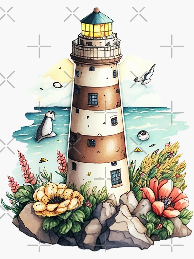"Cute lighthouse" Sticker for Sale by Reijo12 | Redbubble