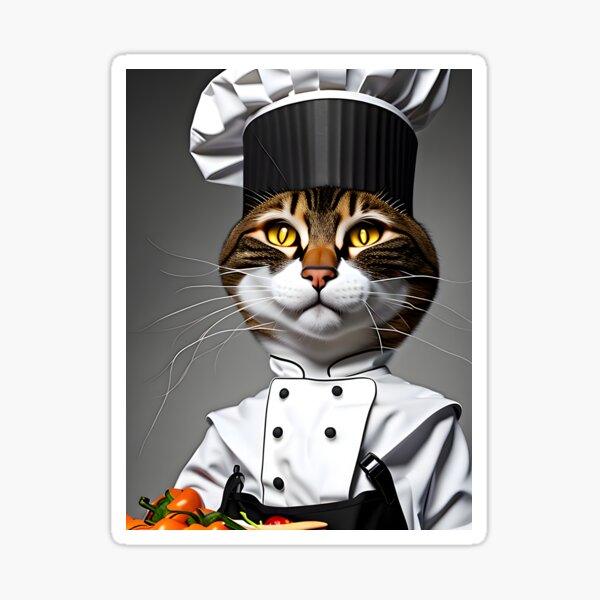 "Chef Cat - Modern Digital Art" Sticker for Sale by Ai-michiart | Redbubble