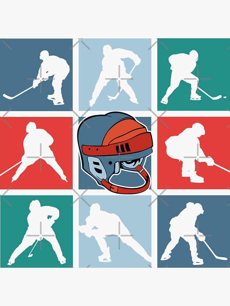 "Ice Hockey Pop Art Players and Helmet Shapes" Sticker for Sale by ...