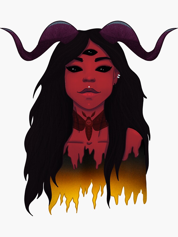 "Red Demon Woman" Sticker for Sale by NTeo | Redbubble