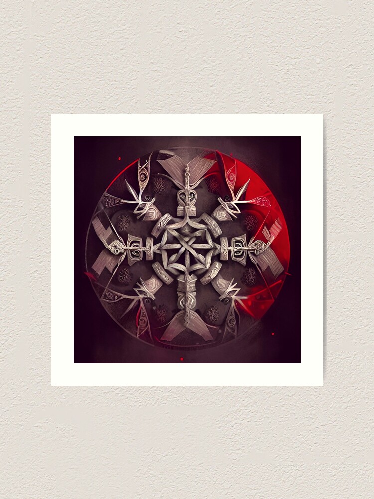 "Dark red-black dark art rune "Helmet of Horror". Scandinavian Viking ...