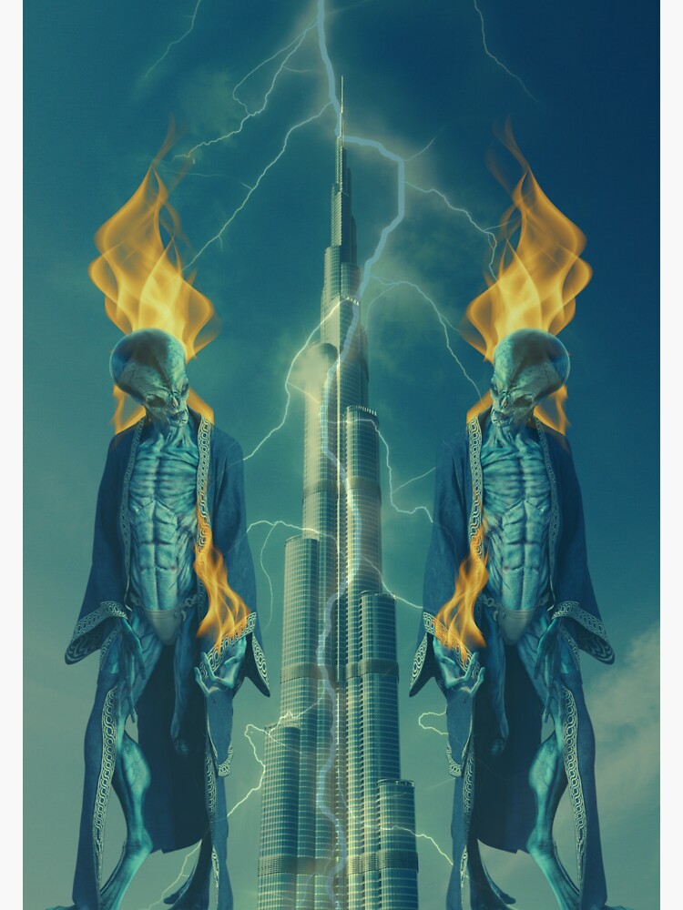 "Aliens on Fire - Scifi Grey Aliens Art - Blue Grey Aliens - Futuristic ...