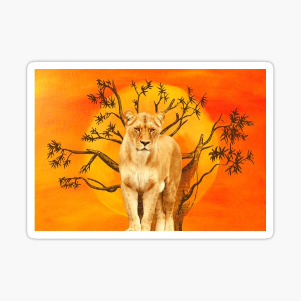 "Baobab Lioness - Savannah Lion Art - Lioness Design" Sticker for Sale ...