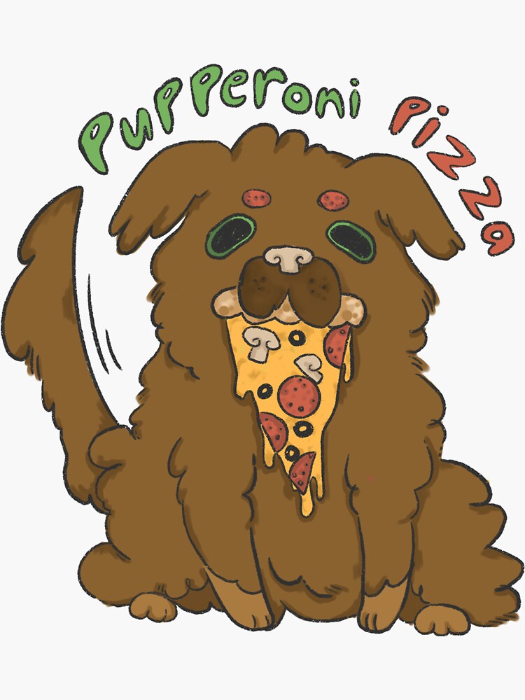 "Pupperoni pizza ? " Sticker for Sale by Peachy-gremlin | Redbubble