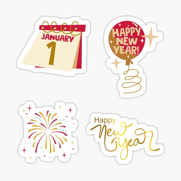 "New Year Eve art pack" Sticker for Sale by CinderPress | Redbubble