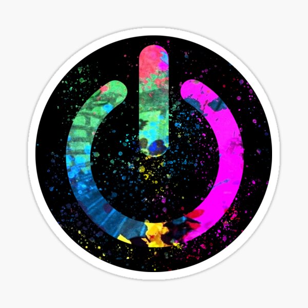 "Colorful Paint Splatter Power On Off Icon" Sticker for Sale by ...