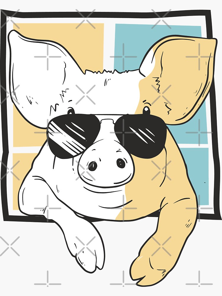 "Cool Pig Cartoon | Funny Pig" Sticker for Sale by YukieR | Redbubble