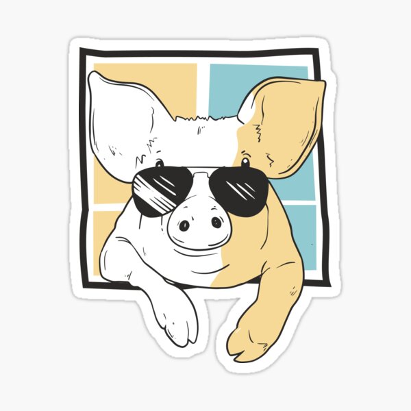 "Cool Pig Cartoon | Funny Pig" Sticker for Sale by YukieR | Redbubble