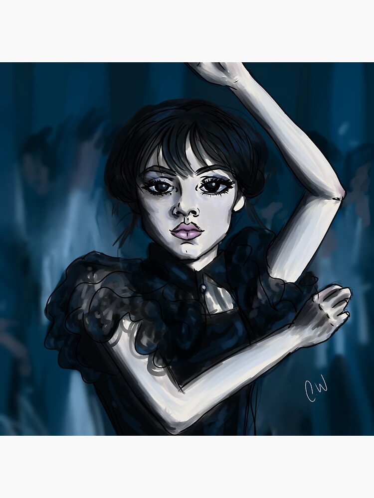 "Wednesday Dance" Sticker for Sale by CatWalsh | Redbubble