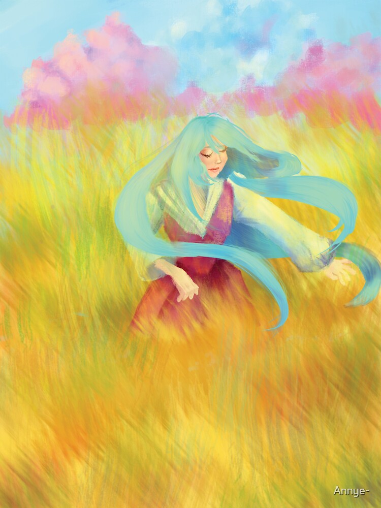 "Grassy field hatsune miku aesthetic illustration cottagecore " Sticker ...
